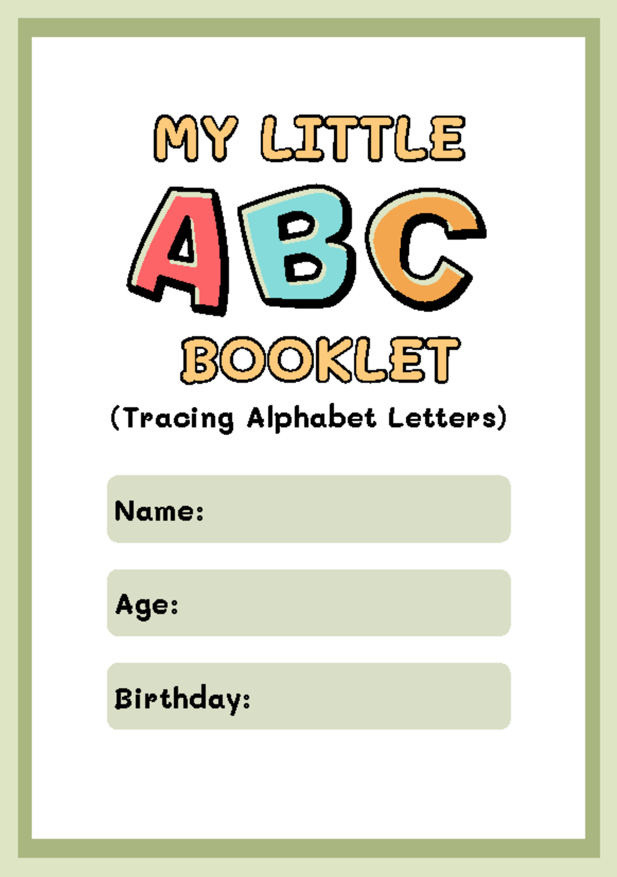 My Little ABC Tracing Booklet Worksheet in Green White Simple Style ...