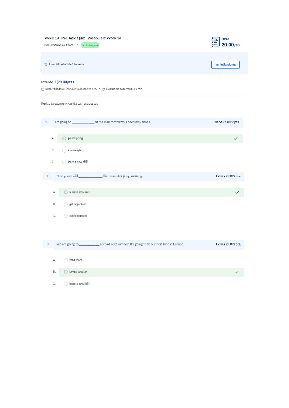 Week 13 - Pre-Task Quiz: Vocabulary Assessment (20 pts) - Studocu