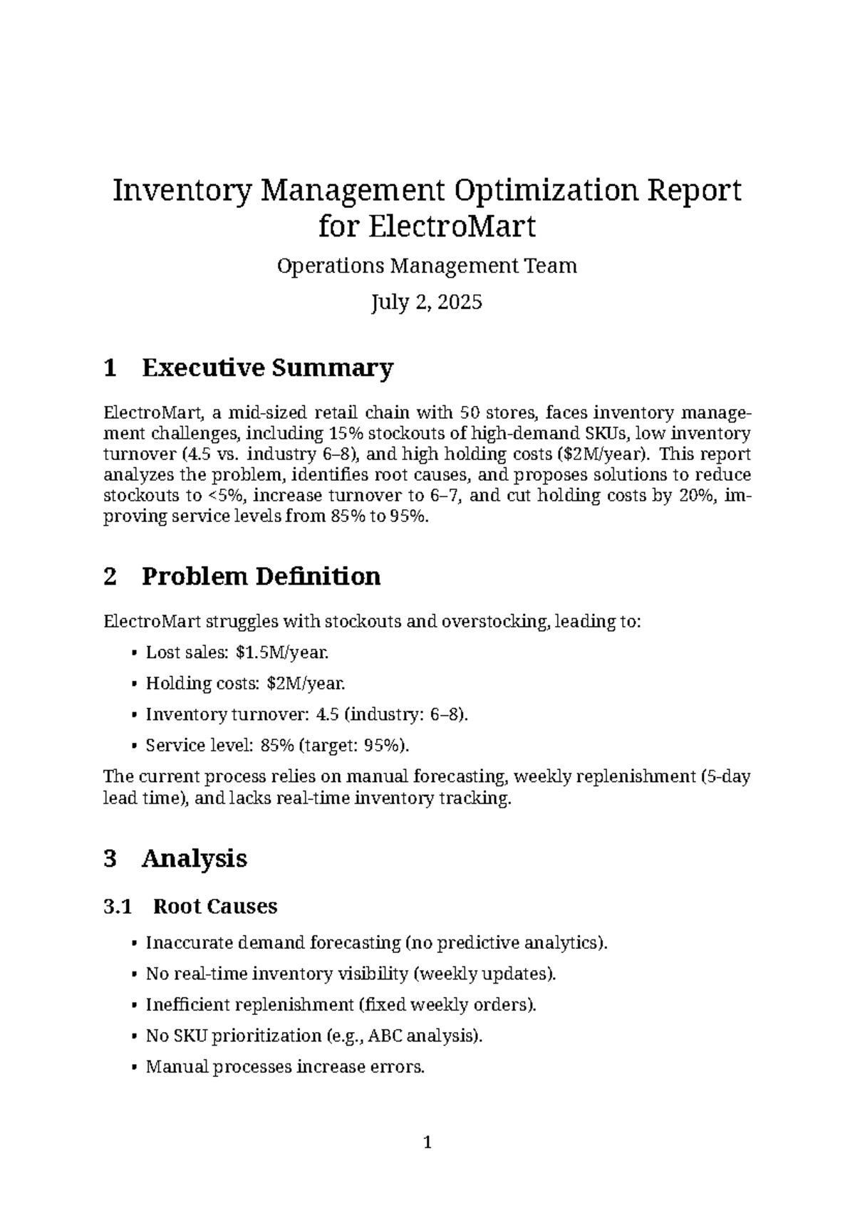 C807 Inventory Management Optimization Report for ElectroMart - Studocu