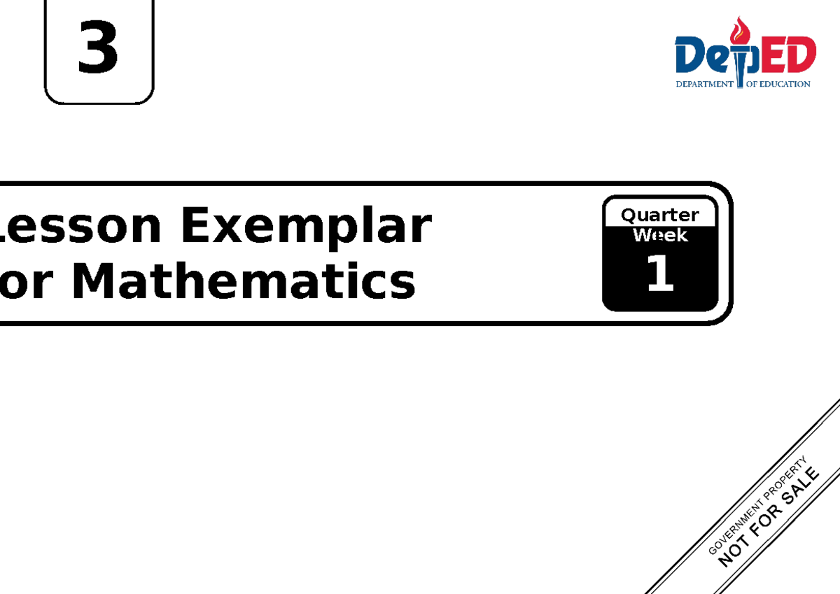 MAT 3: Lesson Exemplar Template for Quarter 1, Week 1 Activities - Studocu