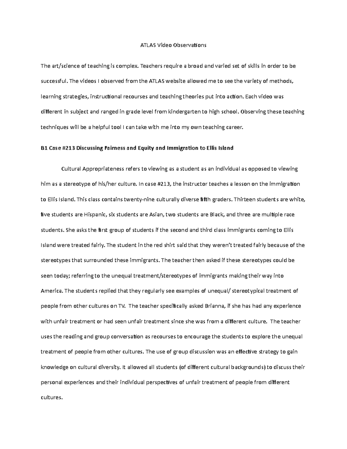 Essay Assignment: Insights from ATLAS Video Observations and Case ...
