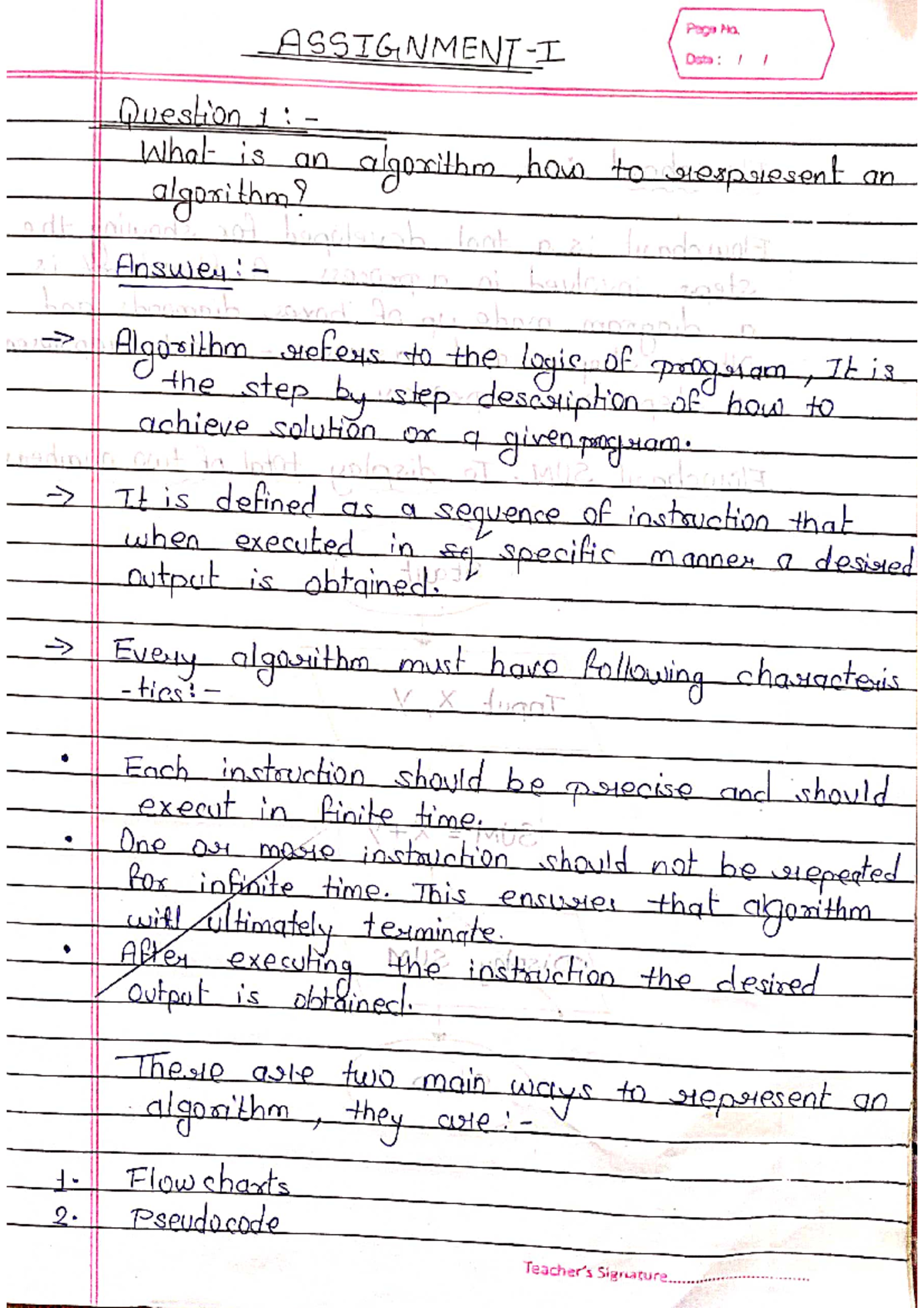 Csvtu 1st Year PPS Algorithm and Programming Assignment Notes - Studocu