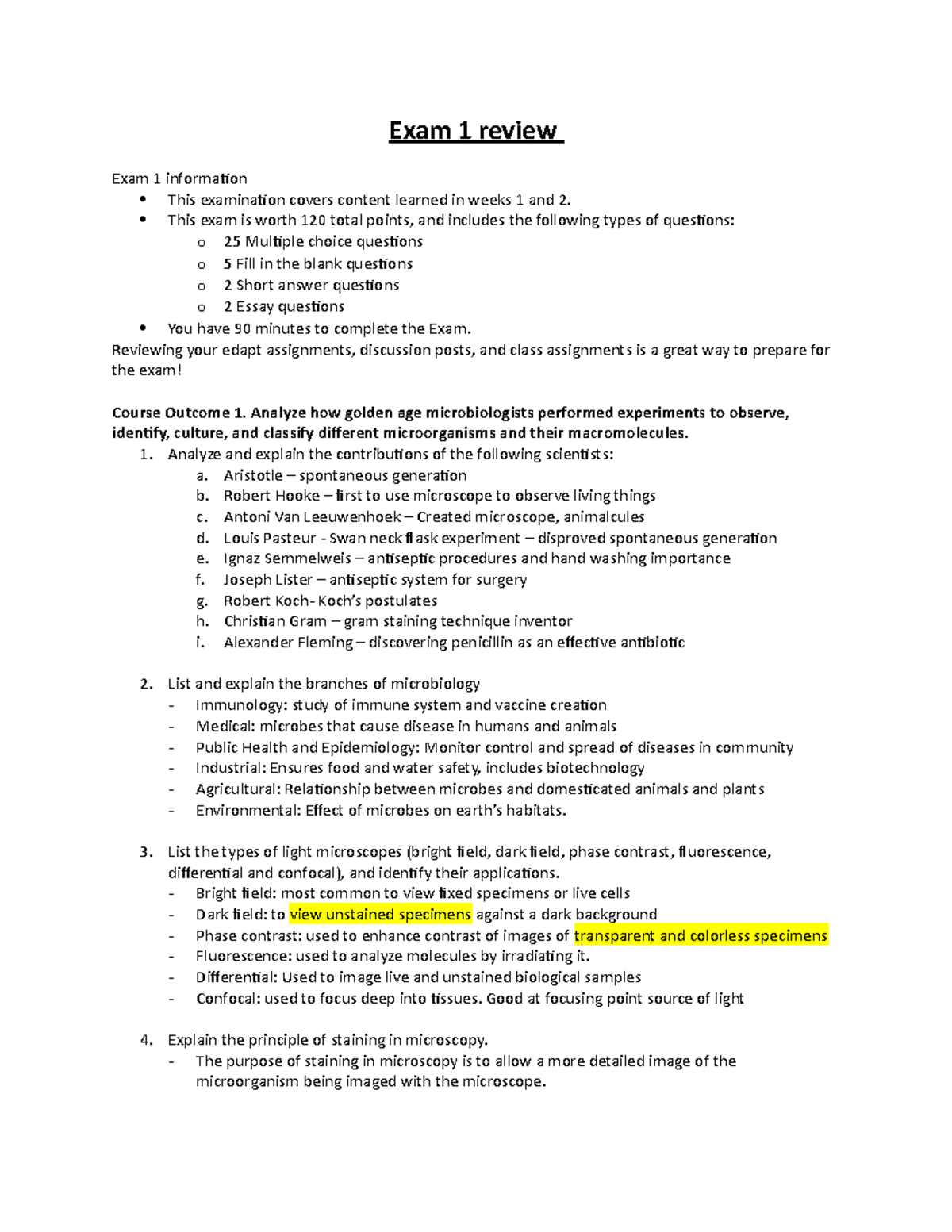 Microbiology Exam 1 Review: Key Concepts & Study Guide - Studocu