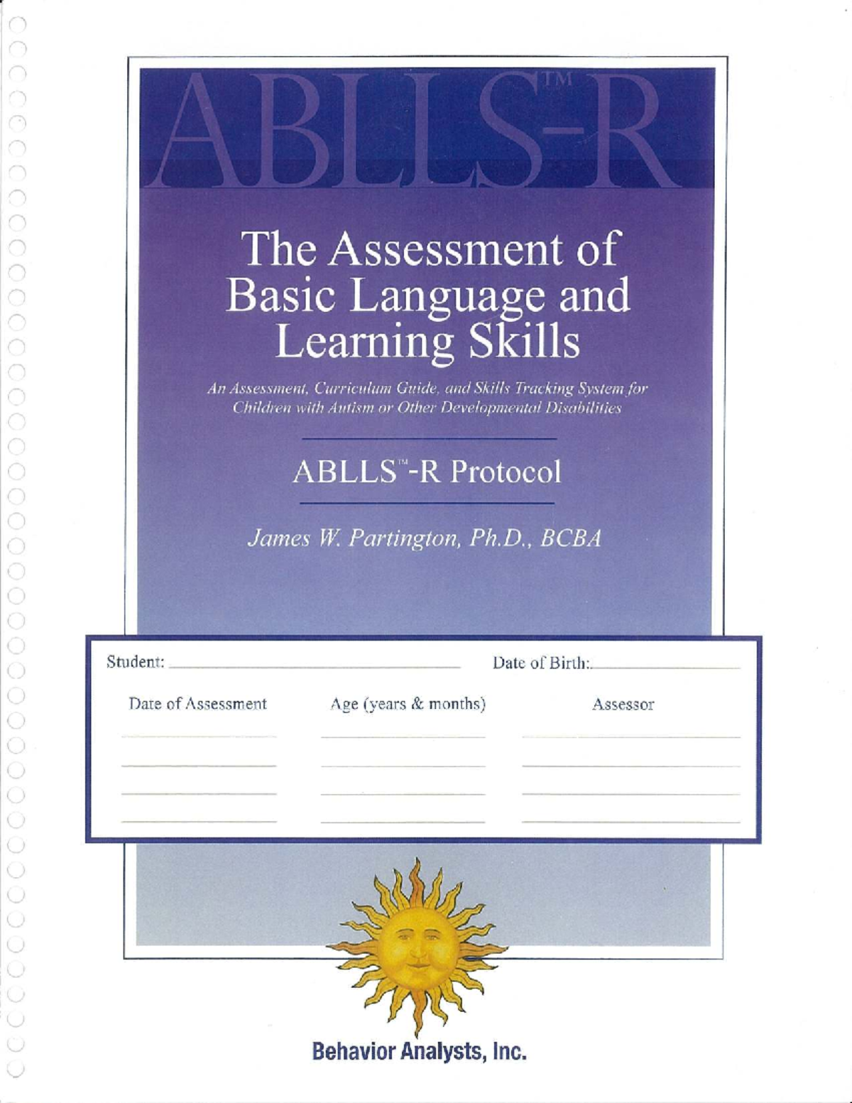 ABLLS-R Protocol: Assessment of Language & Learning Skills for Children ...