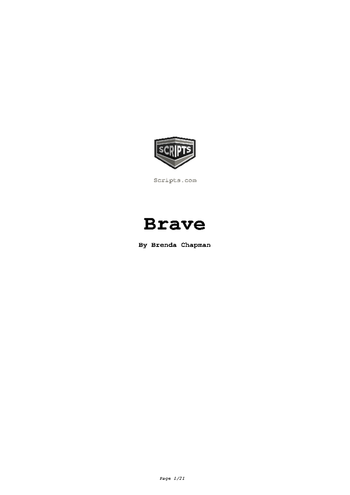 Brave-2012 - Script Analysis and Character Insights - Studocu