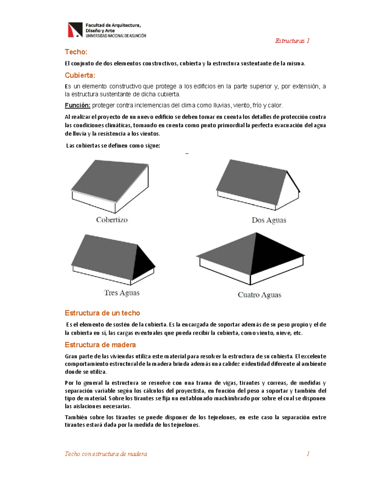 Techo con Estructura de Madera: Análisis y Cálculos Estructurales E1 ...