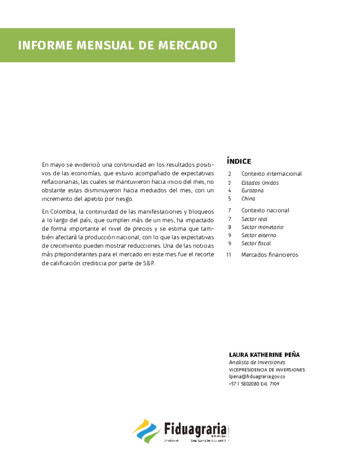 Informe Mensual de Mercado - Mayo 2021: Análisis Económico y Financiero ...