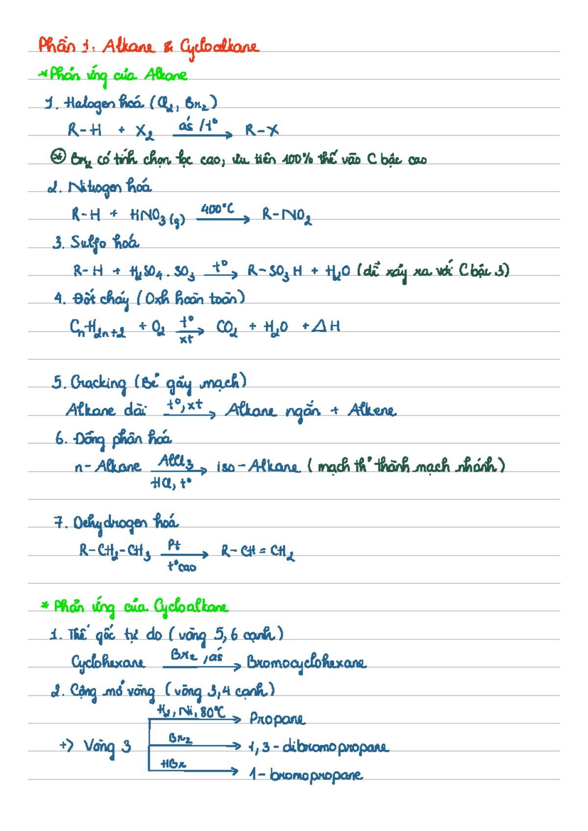 Lý thuyết về Alkane, Cycloalkane, Alkene & Alkyne (Hóa học) - Studocu