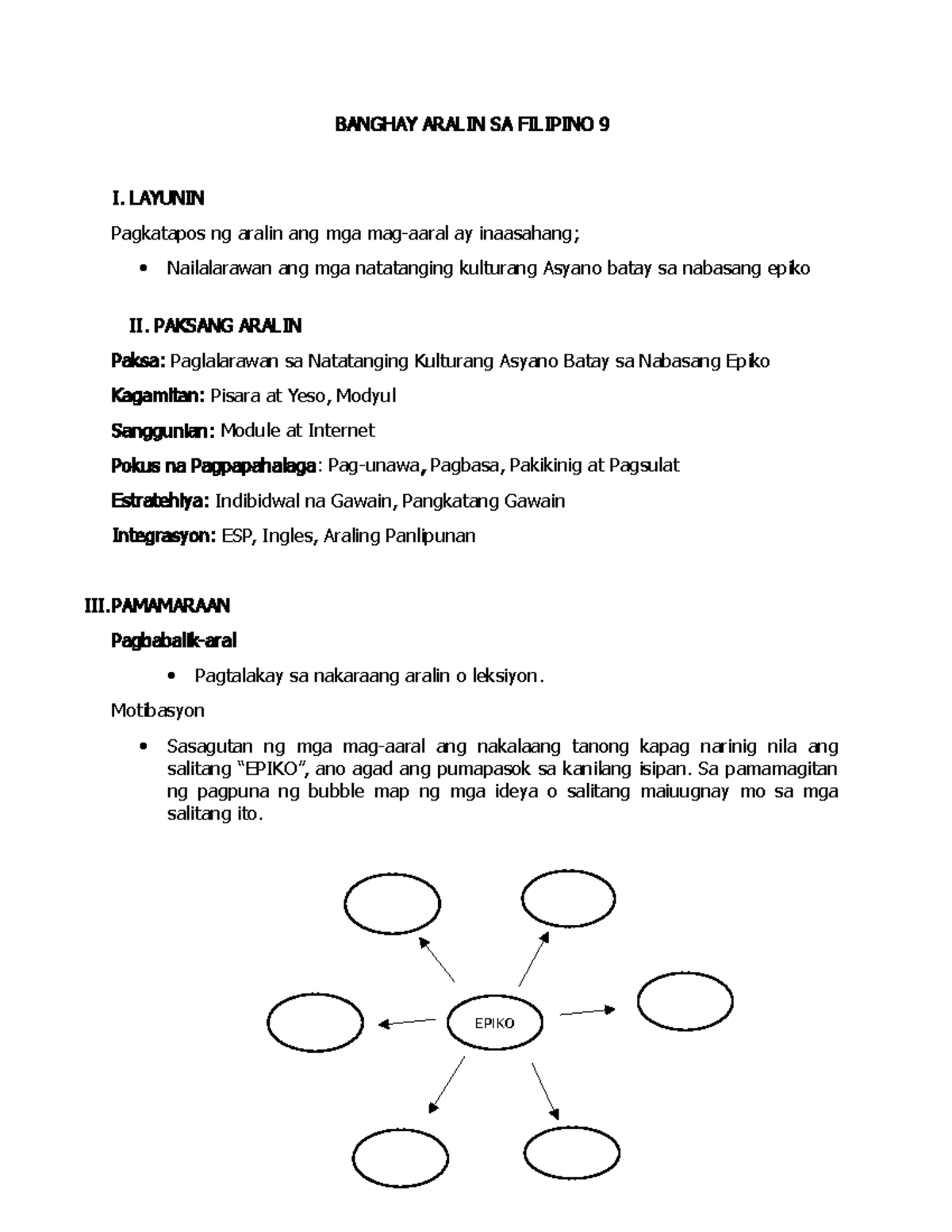 Paglalarawan ng Natatanging Kulturang Asyano sa Epiko (Filipino 9 ...