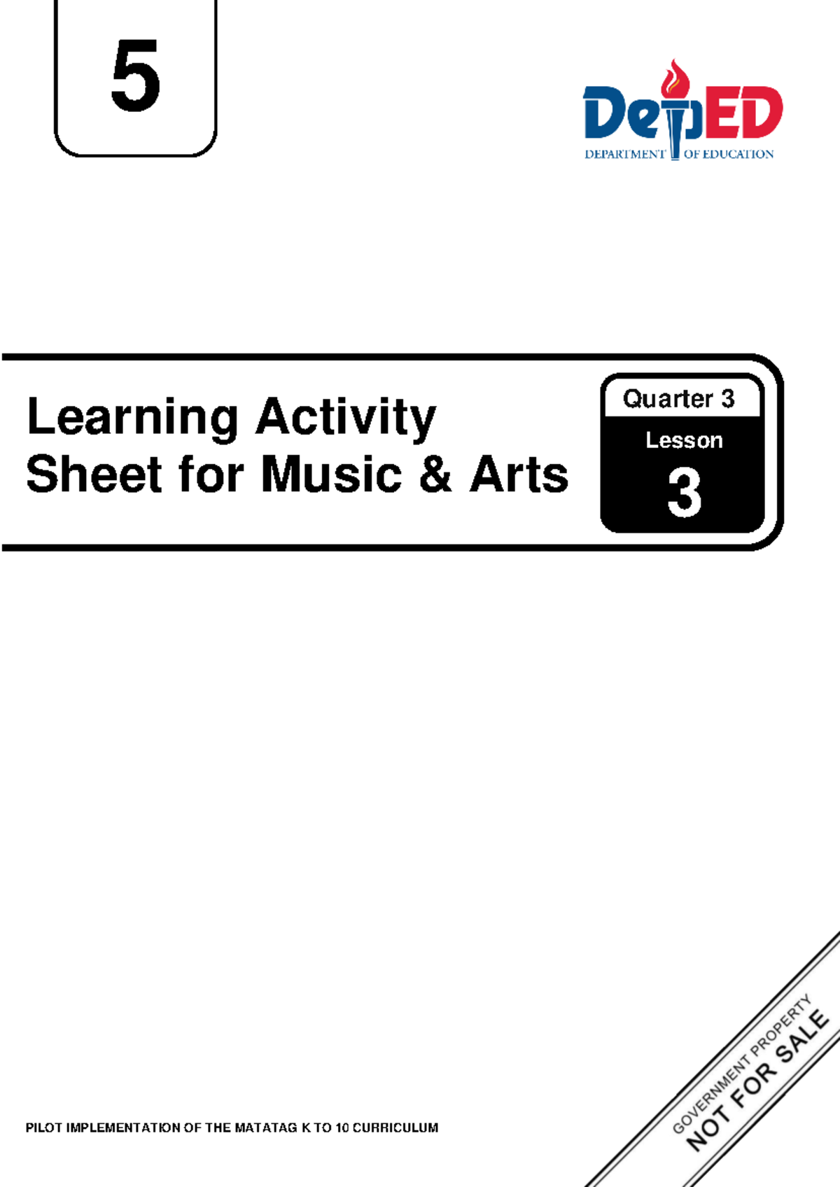 Q3 Learning Activity Sheet for Music and Arts 5 - Lesson 3 - Studocu