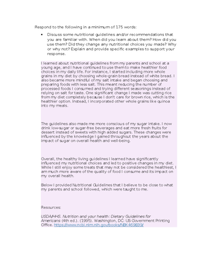 [Solved] Examples of nutrition brought up in everyday experiences ...