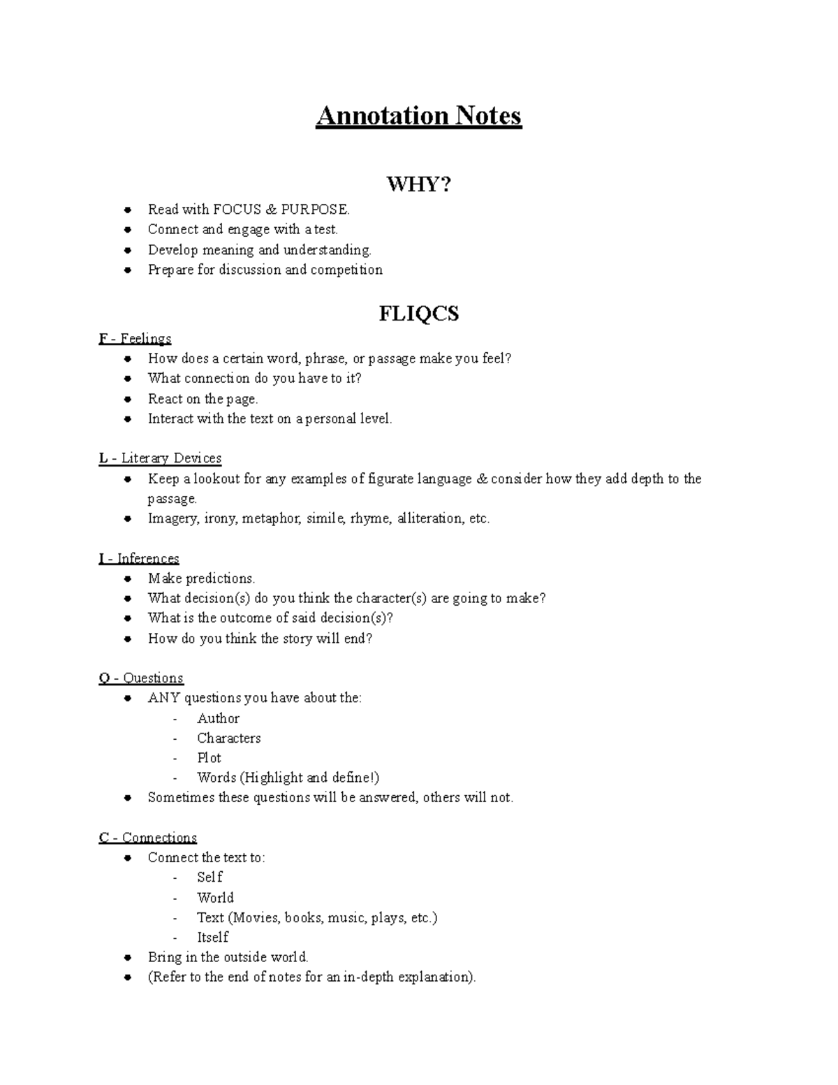 Annotation Notes - Annotation Notes WHY? Read with FOCUS & PURPOSE ...