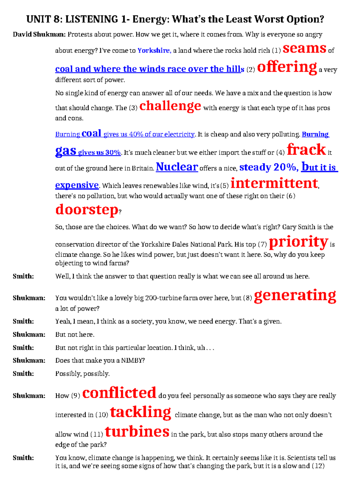UNIT 8: Listening - Energy Choices and Public Sentiment Analysis - Studocu