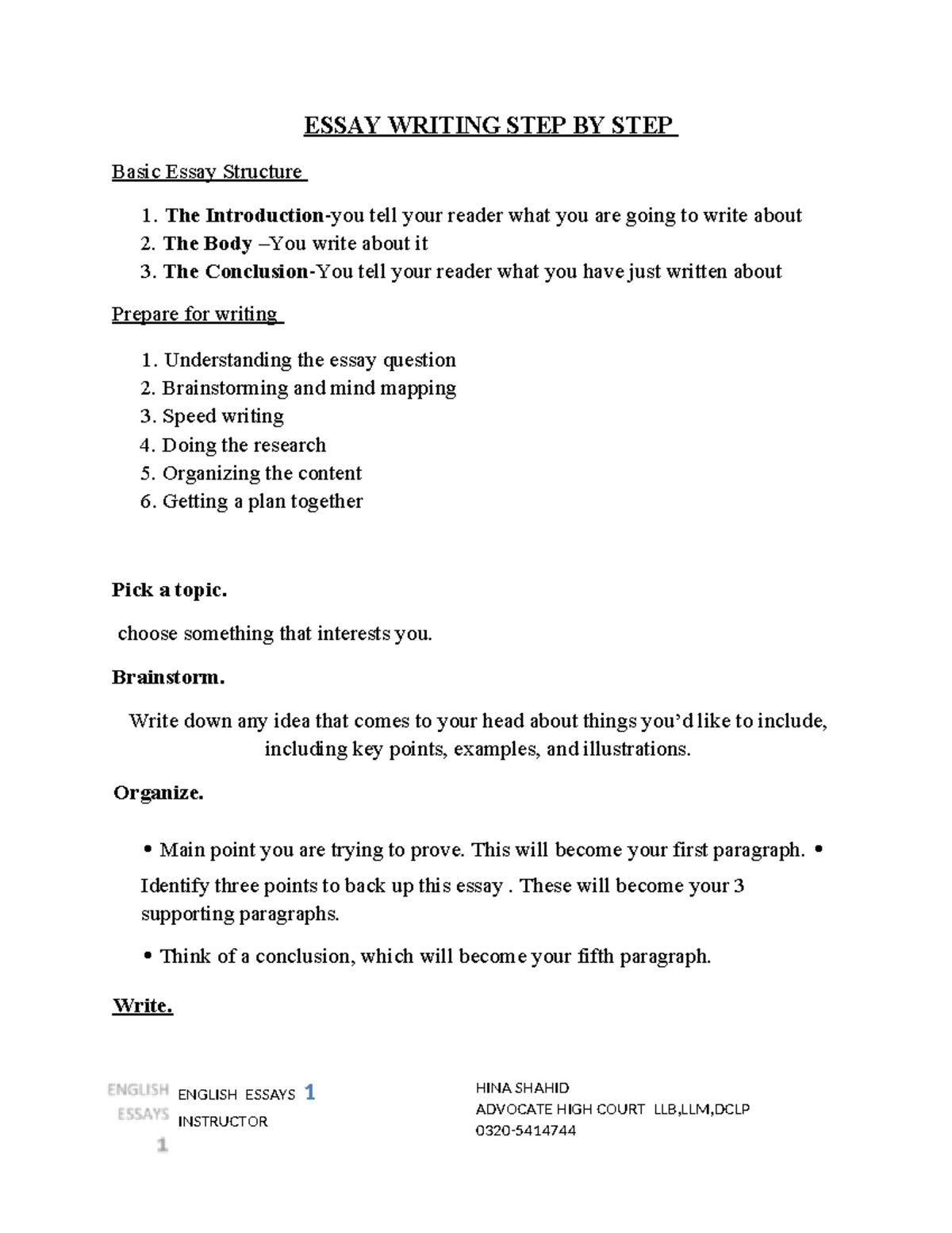 Essay Writing STEP BY STEP-converted - ESSAY WRITING STEP BY STEP Basic ...