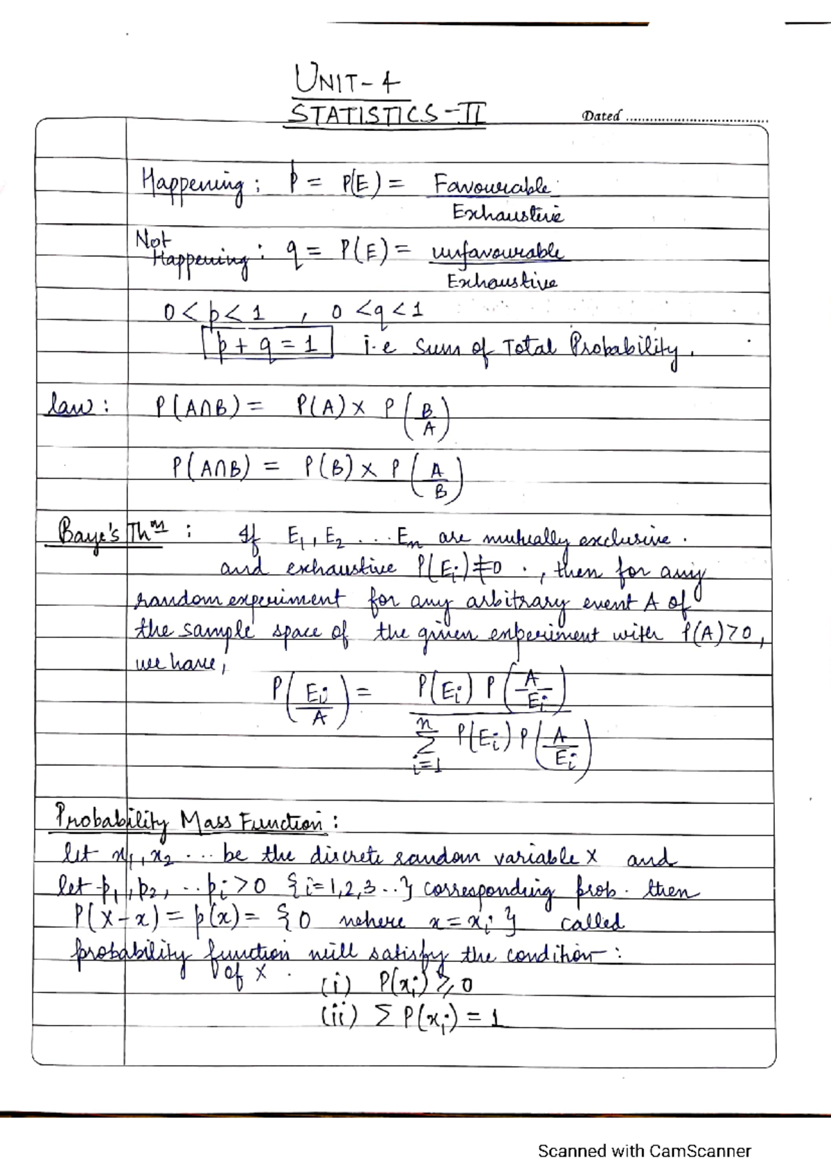 Maths IV: Unit 4 Statistics Formula Cheat Sheet - Studocu