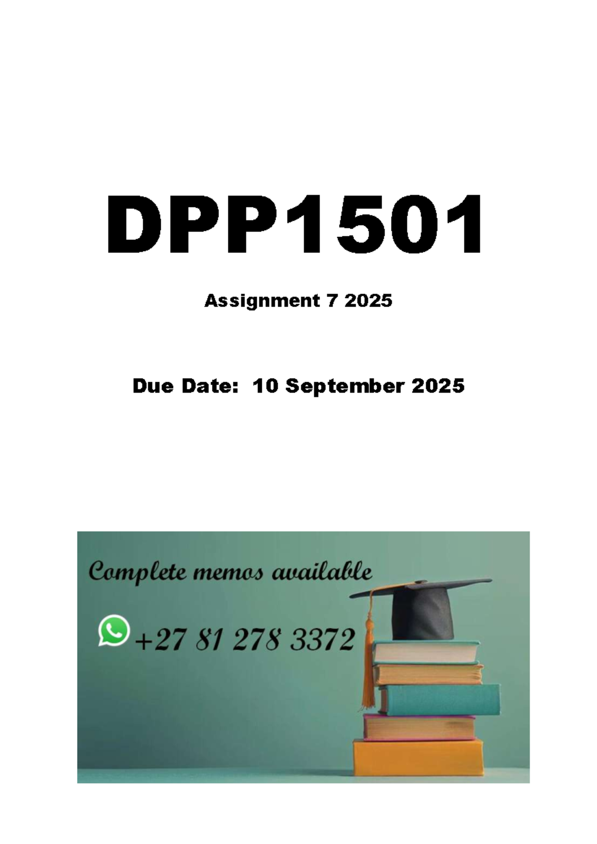 DPP1501 Assignment 7 Memo 2025: Inclusion in Education Analysis - Studocu