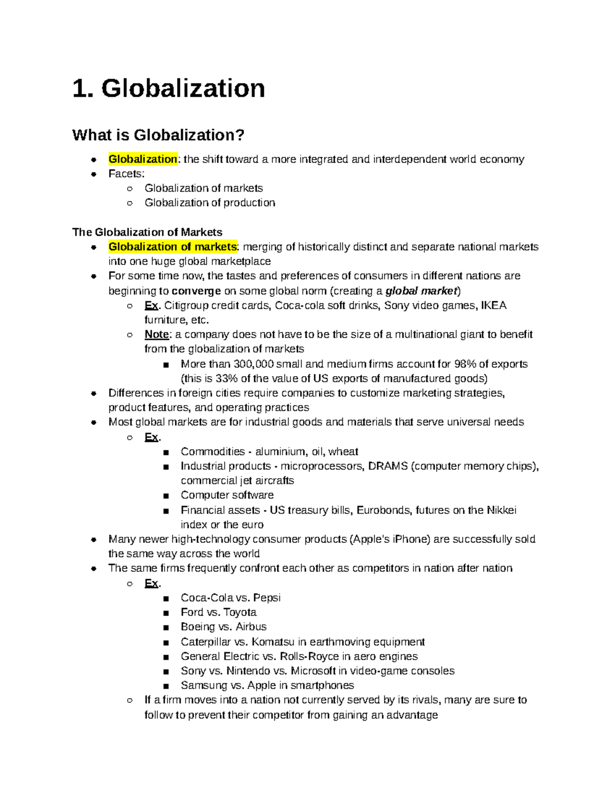 IB Chapter 1: Globalization - Lecture & Textbook Notes - Studocu