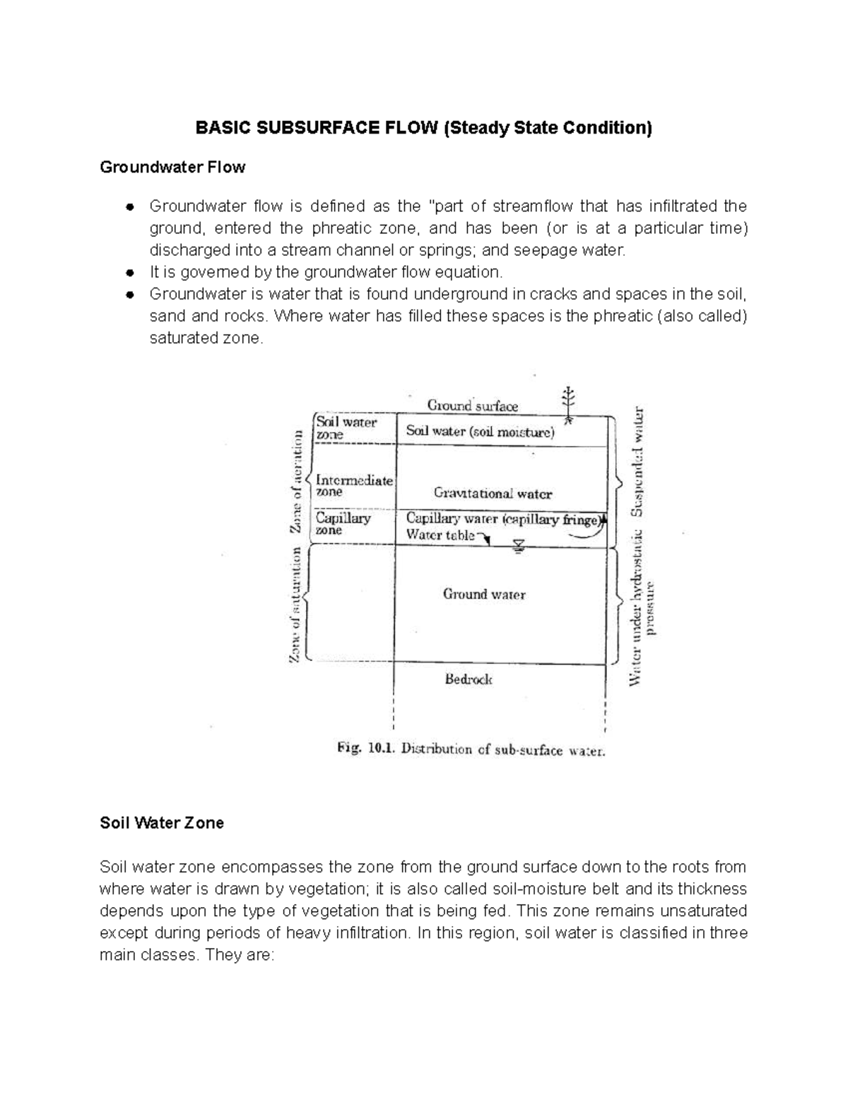 BASIC SUBSURFACE FLOW (ENGR 101) - Groundwater Flow Overview - Studocu