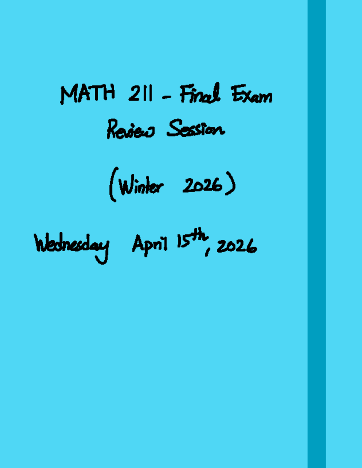 MATH 211 Final Exam Review Notes (Winter 2026) - Studocu