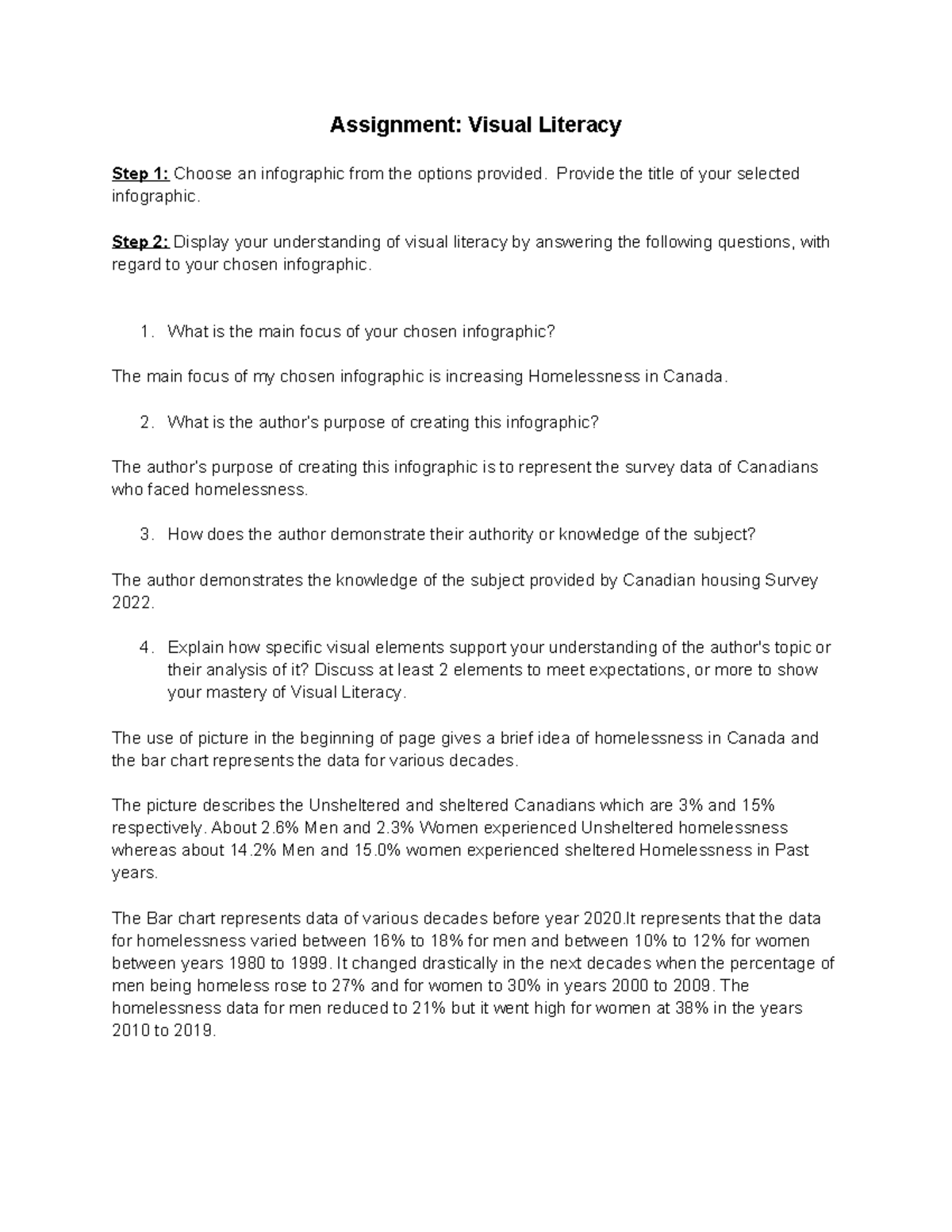 Unit 2 Assignment 2: Analyzing an Infographic on Homelessness in Canada ...