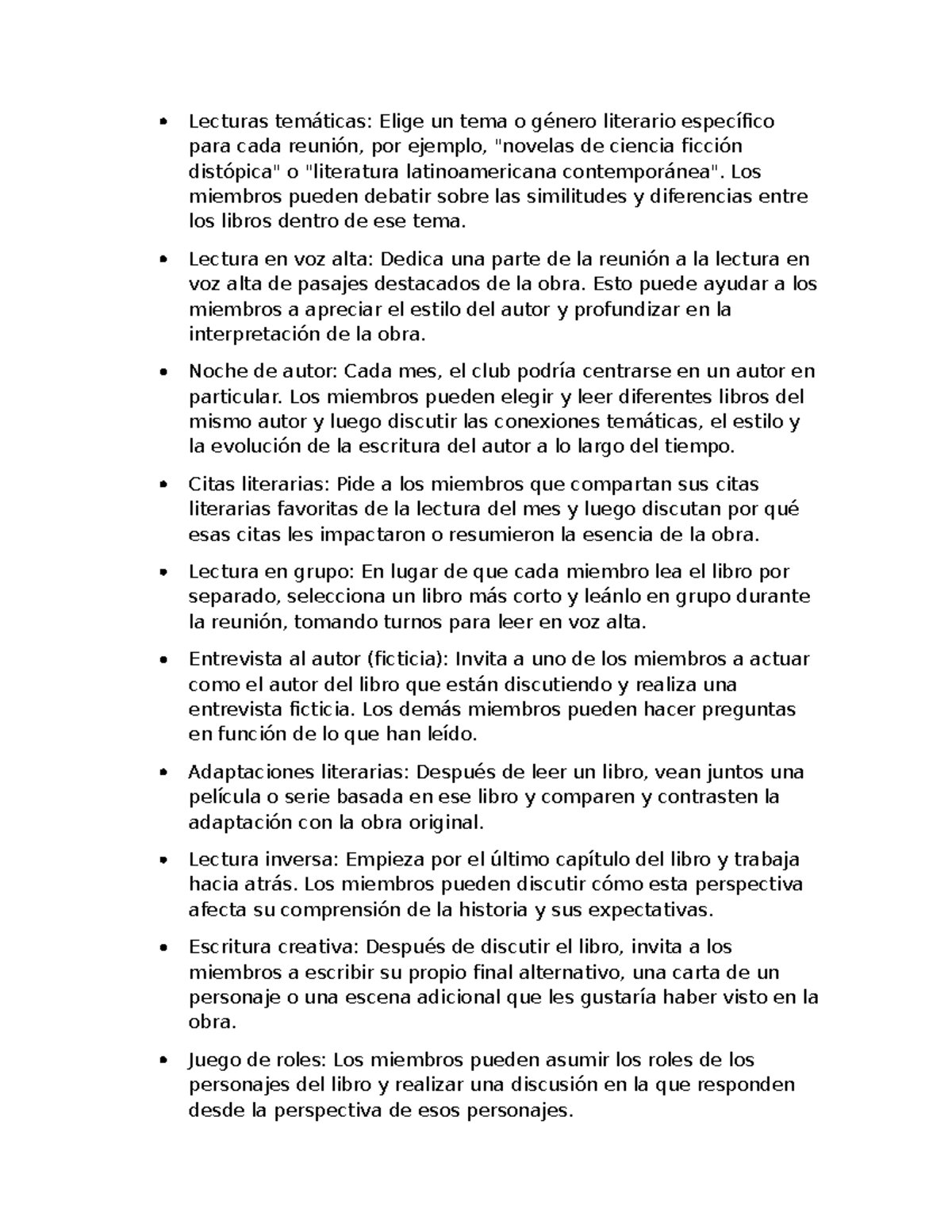 Lecturas temáticas - Informaciòn recaba sobre club de lectura ...