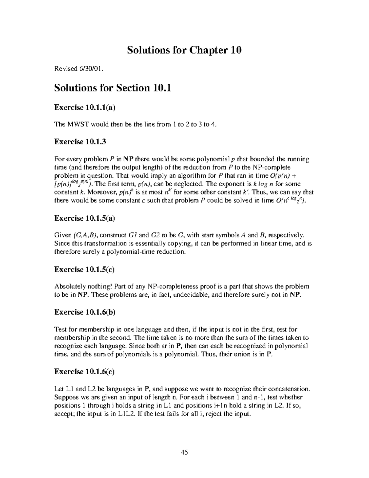 Solutions to Chapter 10 Exercises - C10 - Studocu