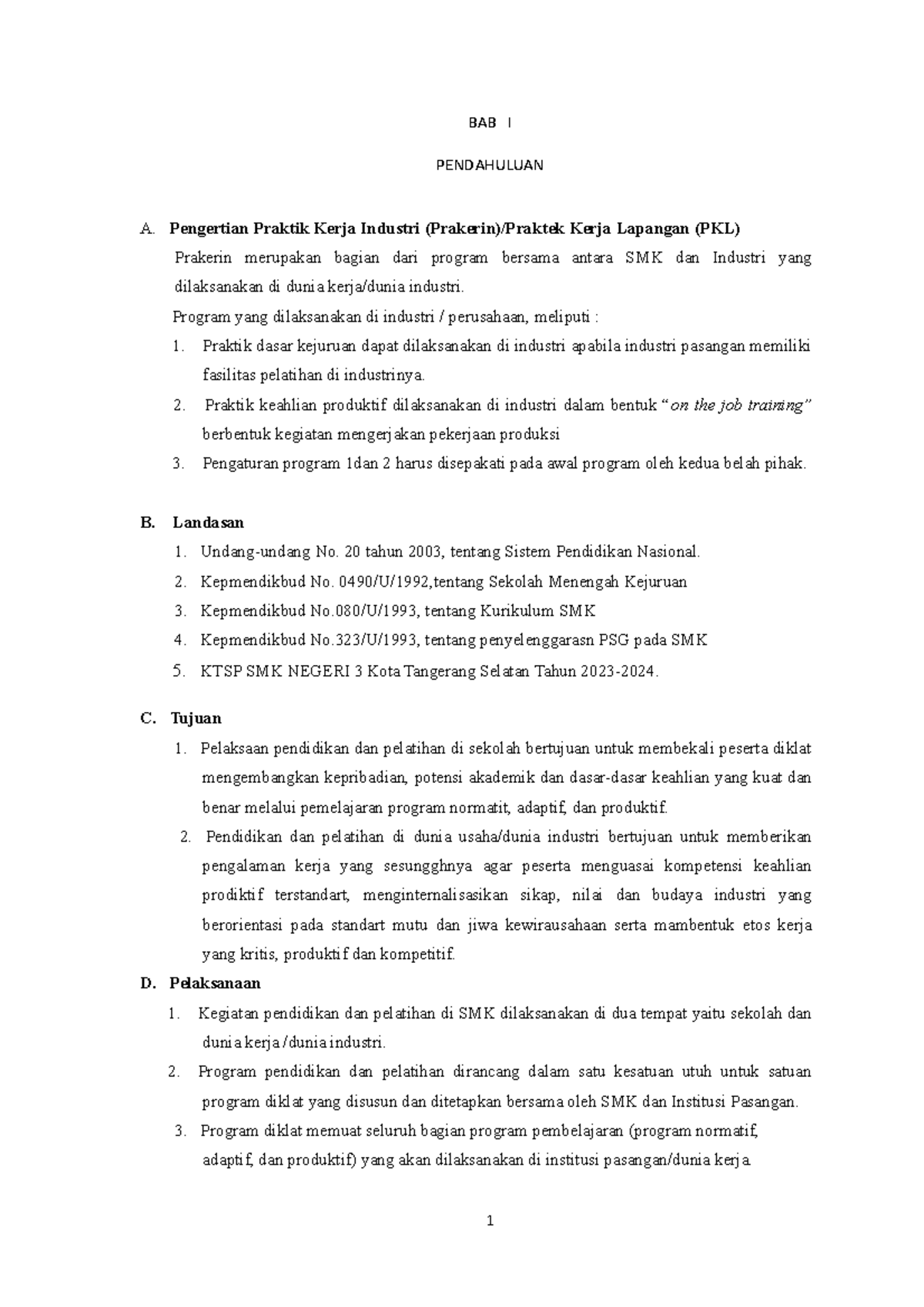 Panduan Praktik Kerja Lapangan (PKL) Siswa 2023-2024 - Studocu