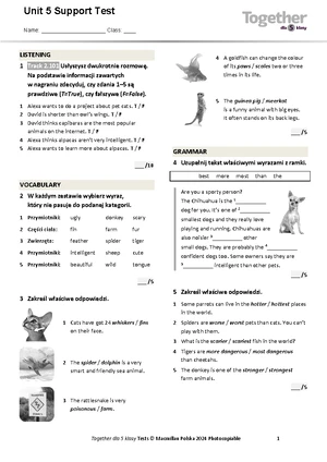 Together Klasa 5 SB CM: Comprehensive Unit Overview and Vocabulary ...