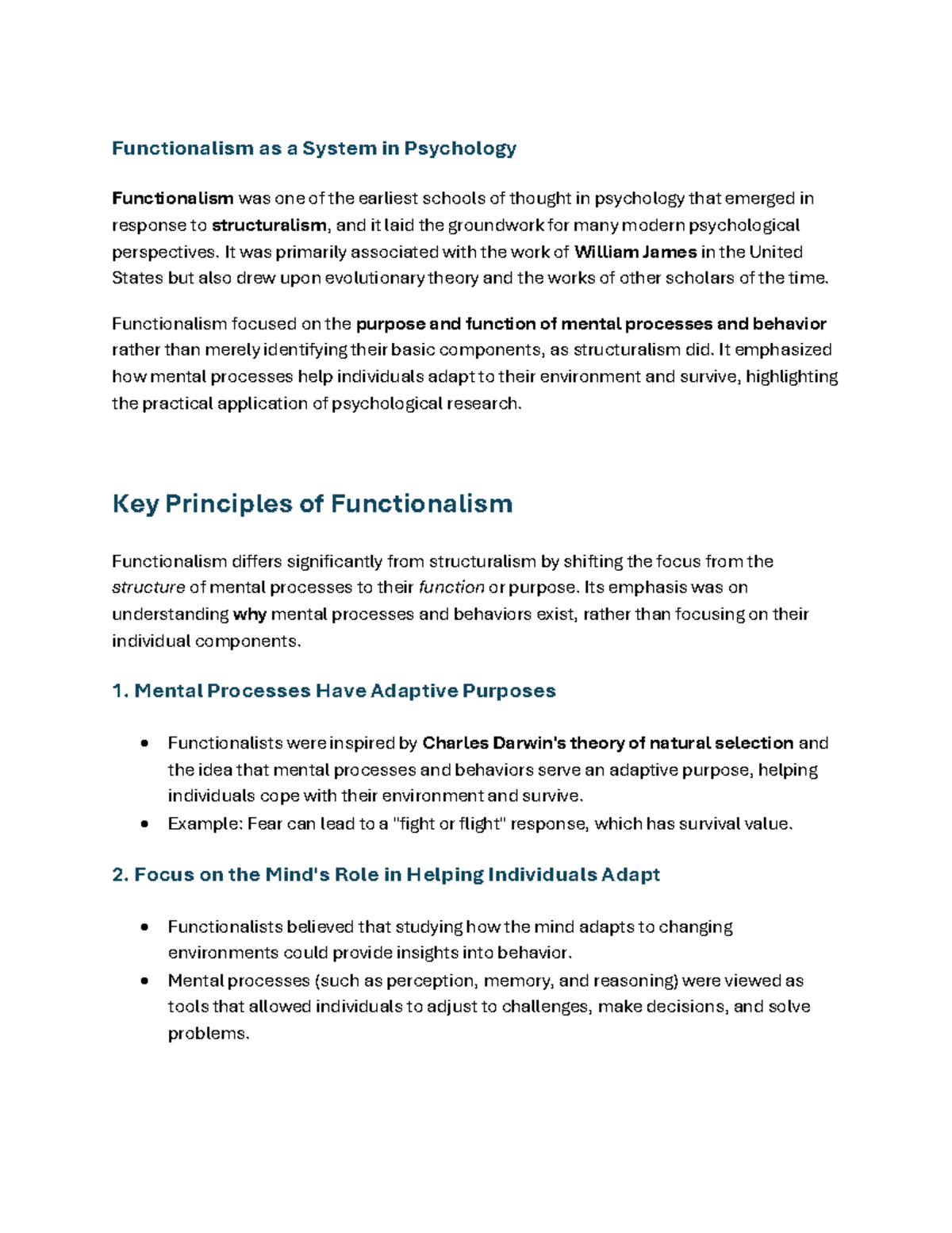 Functionalism in Psychology: Foundations, Contributors, and ...