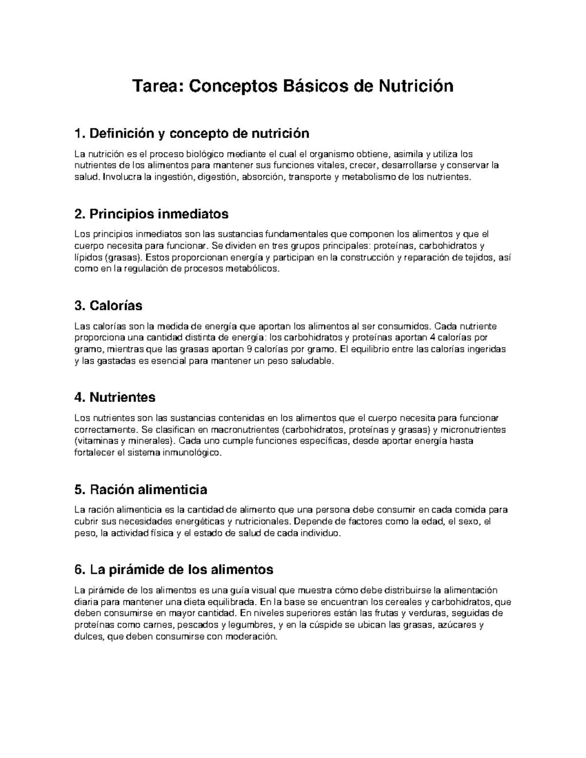 Tarea: Conceptos Básicos de Nutrición y Definiciones - Studocu