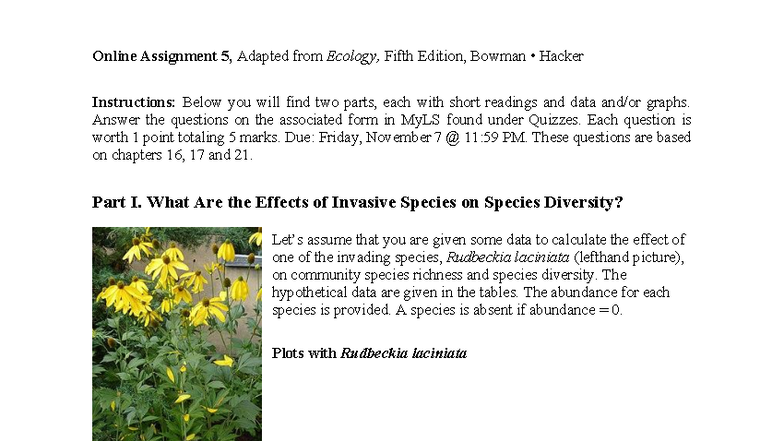 Online Assignment 5: Invasive Species & Succession in Ecology - Studocu