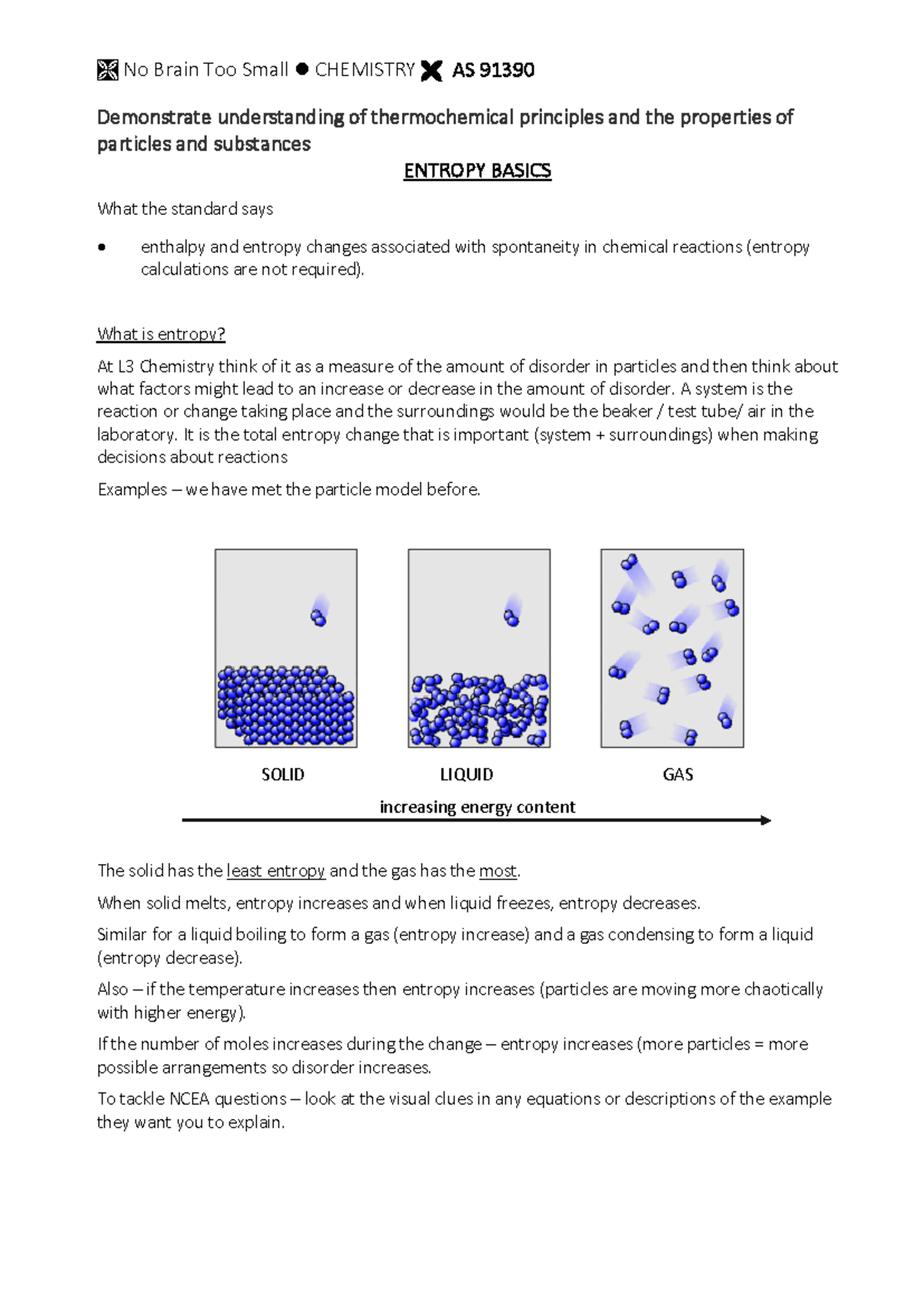 Understanding Entropy Changes: Thermochemical Principles - CHEM AS ...