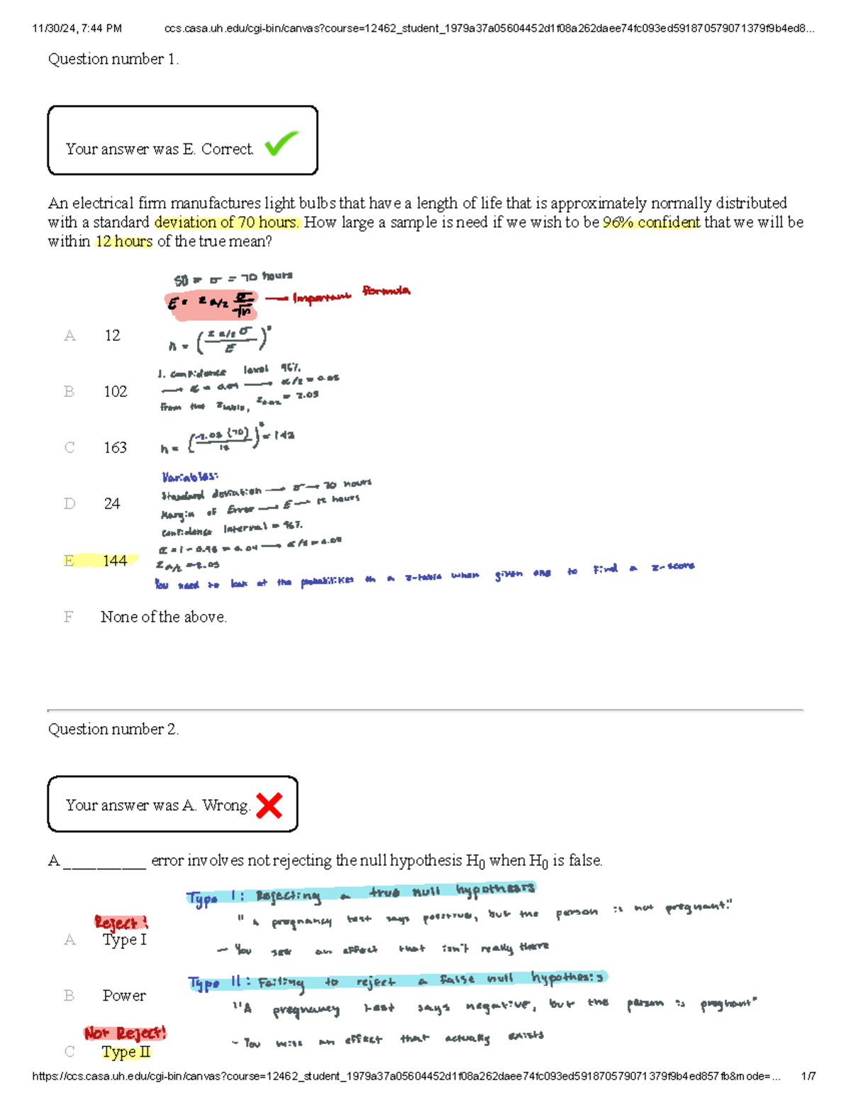 Stats Test 2 Review - Questions & Answers Analysis - Studocu
