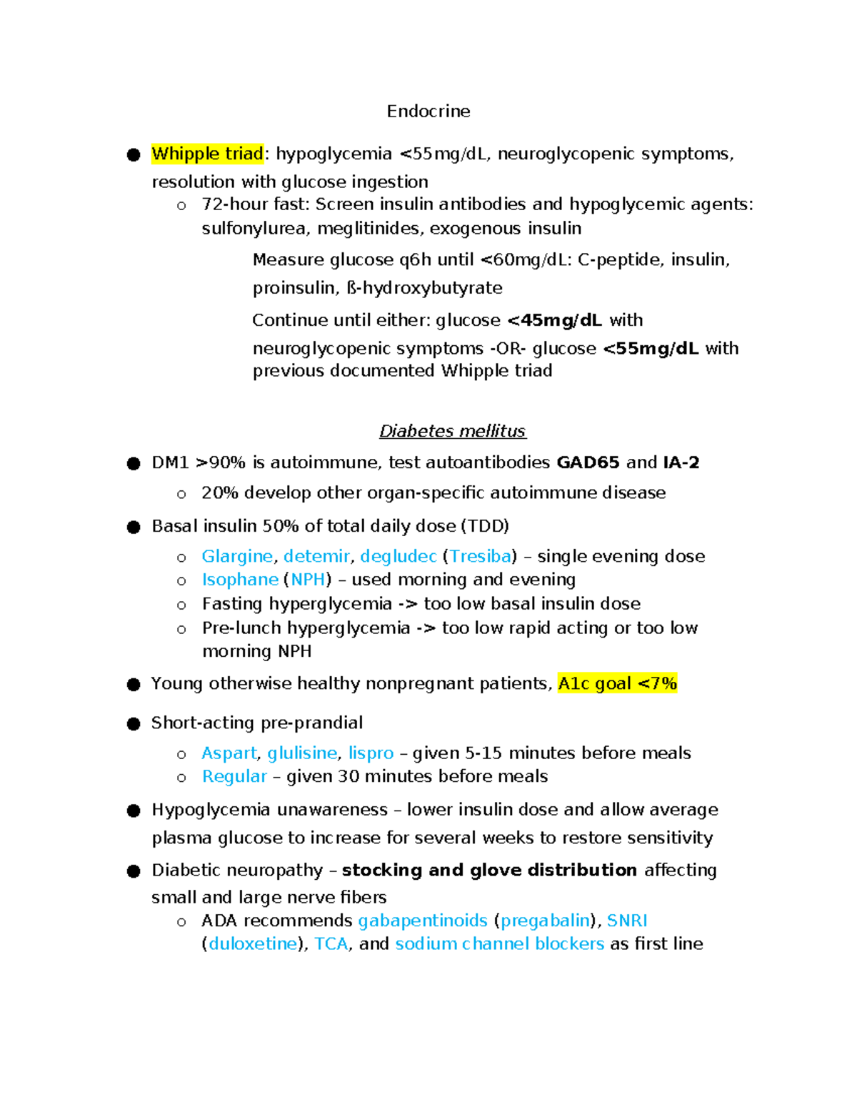 Endocrine Notes: Whipple Triad, Diabetes, Thyroid Disorders, and More ...