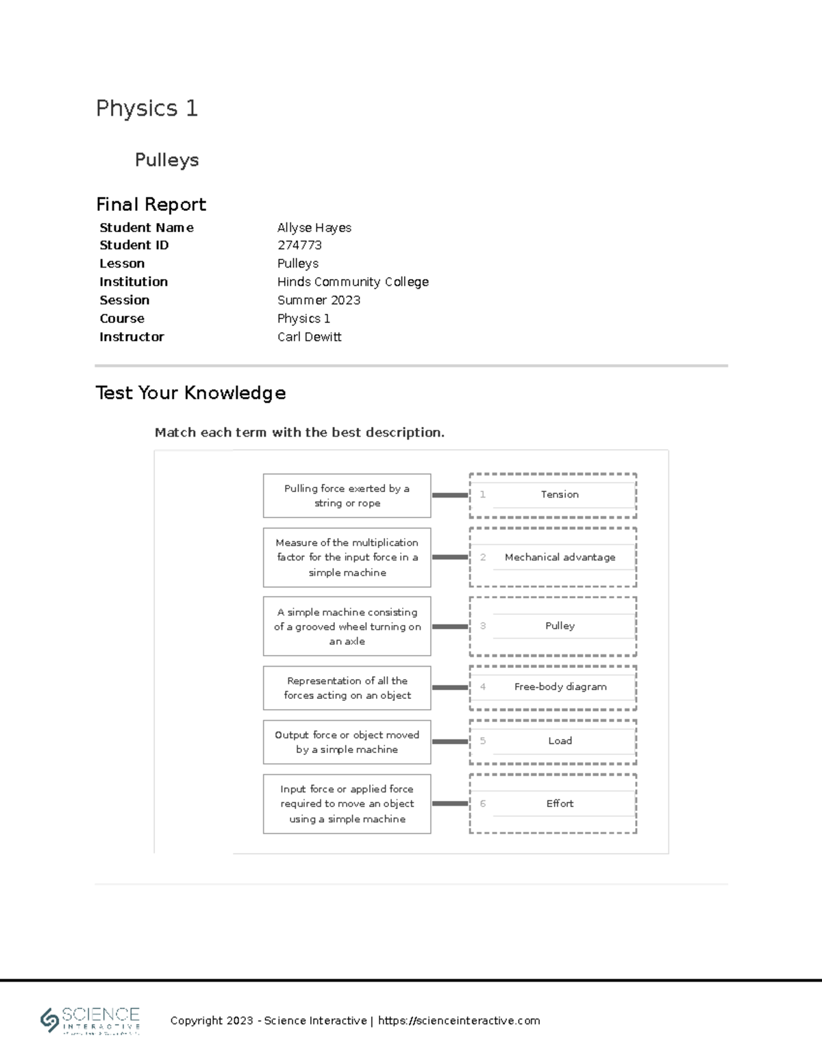 Physics 1 Final Report on Pulleys (Student ID: 274773) - Studocu