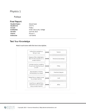 Pulley Systems - Study Notes & Assignments - Studocu
