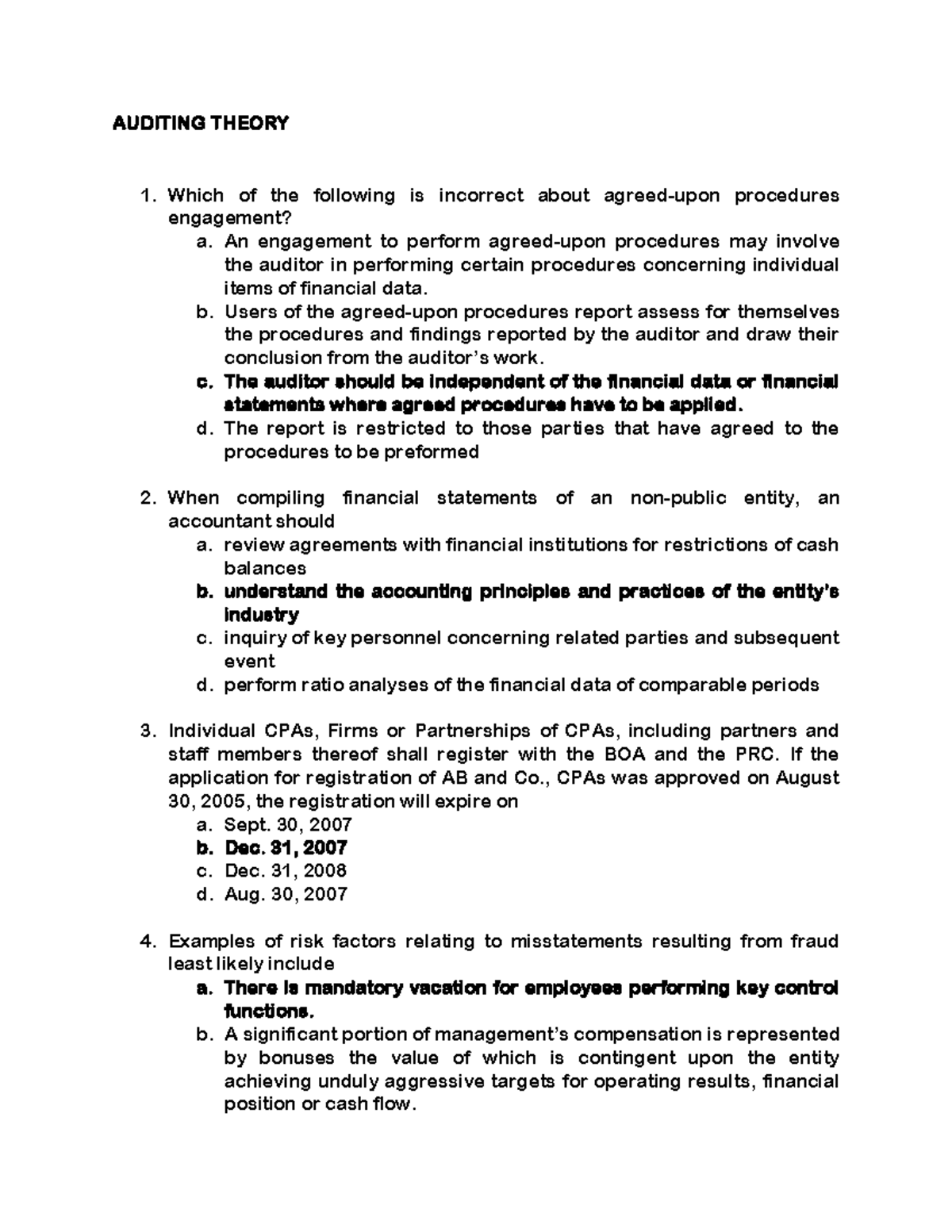 AUD 101: Risk Factors in Agreed-Upon Procedures Engagements - Studocu
