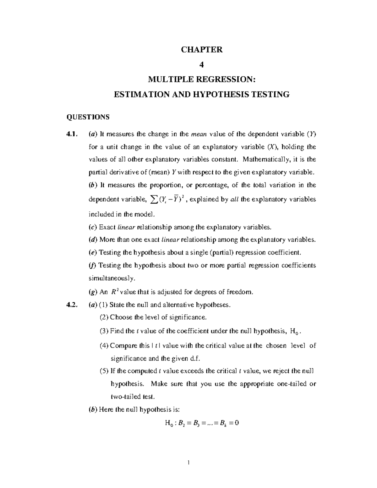 EE4 CHAPTER 4 MULTIPLE REGRESSION SOLUTIONS MANUAL - Studocu