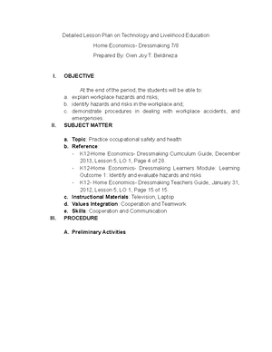 Work Immersion Ethics Lesson Plan (Grade 12, Q3) - March 2025 - Studocu