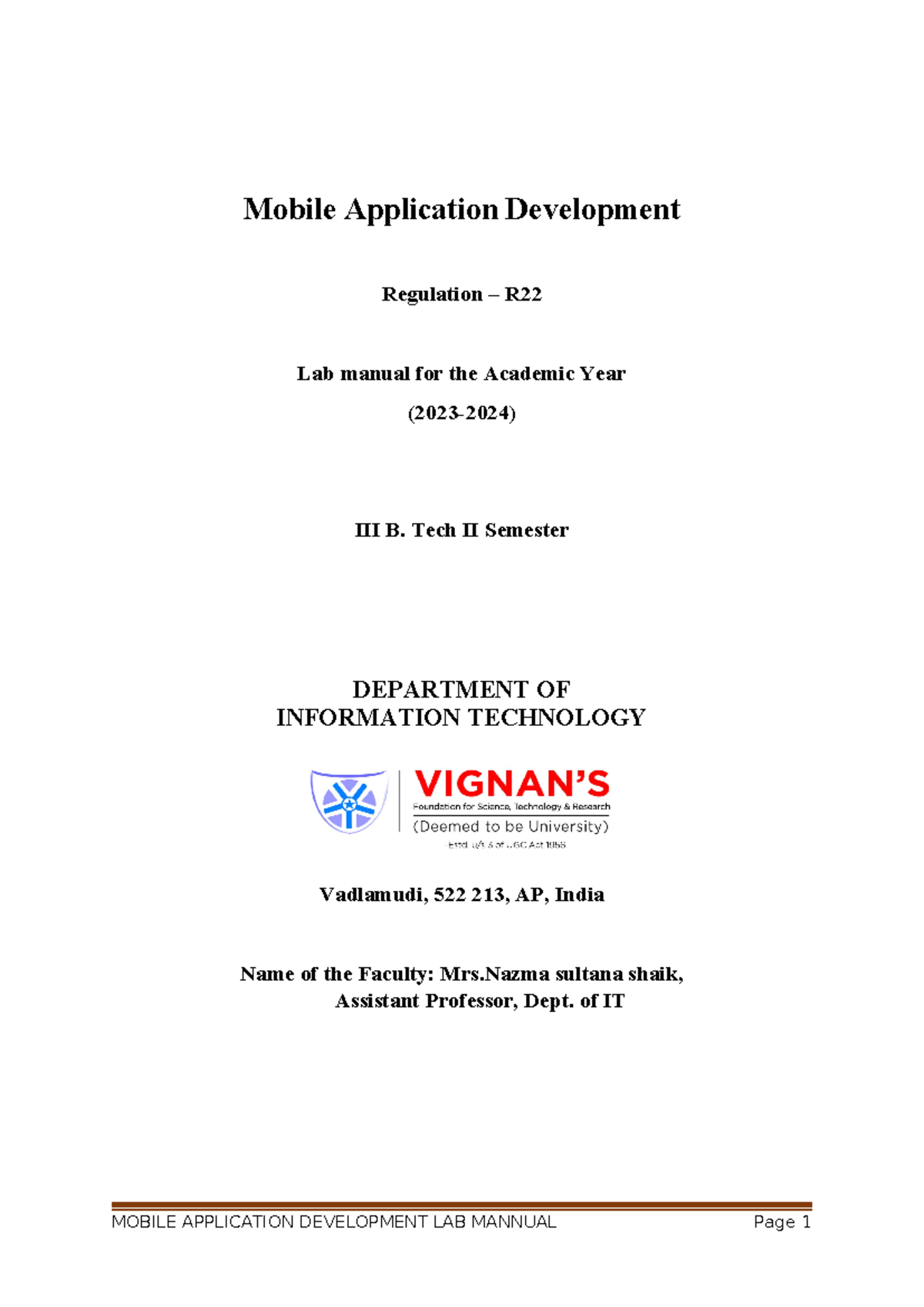 Mobile Application Development Lab Manual (MAD L M 23-24 II Sem) - Studocu
