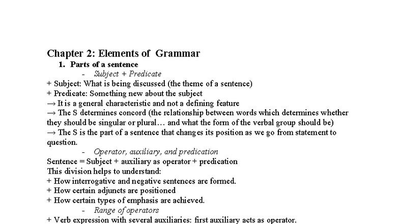 Chapter 2: Elements of Grammar - Sentence Structure & Parts of Speech ...