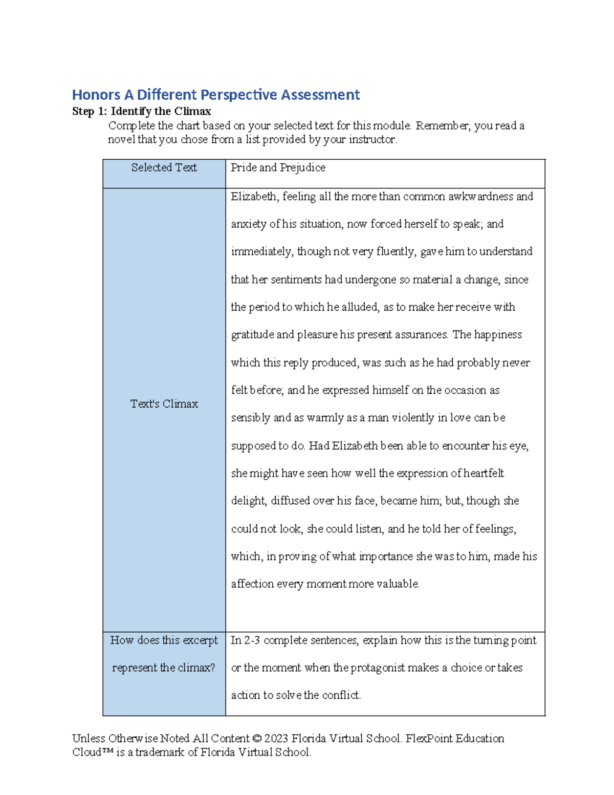 2.06 Honors Assessment: Analyzing the Climax in Pride and Prejudice ...