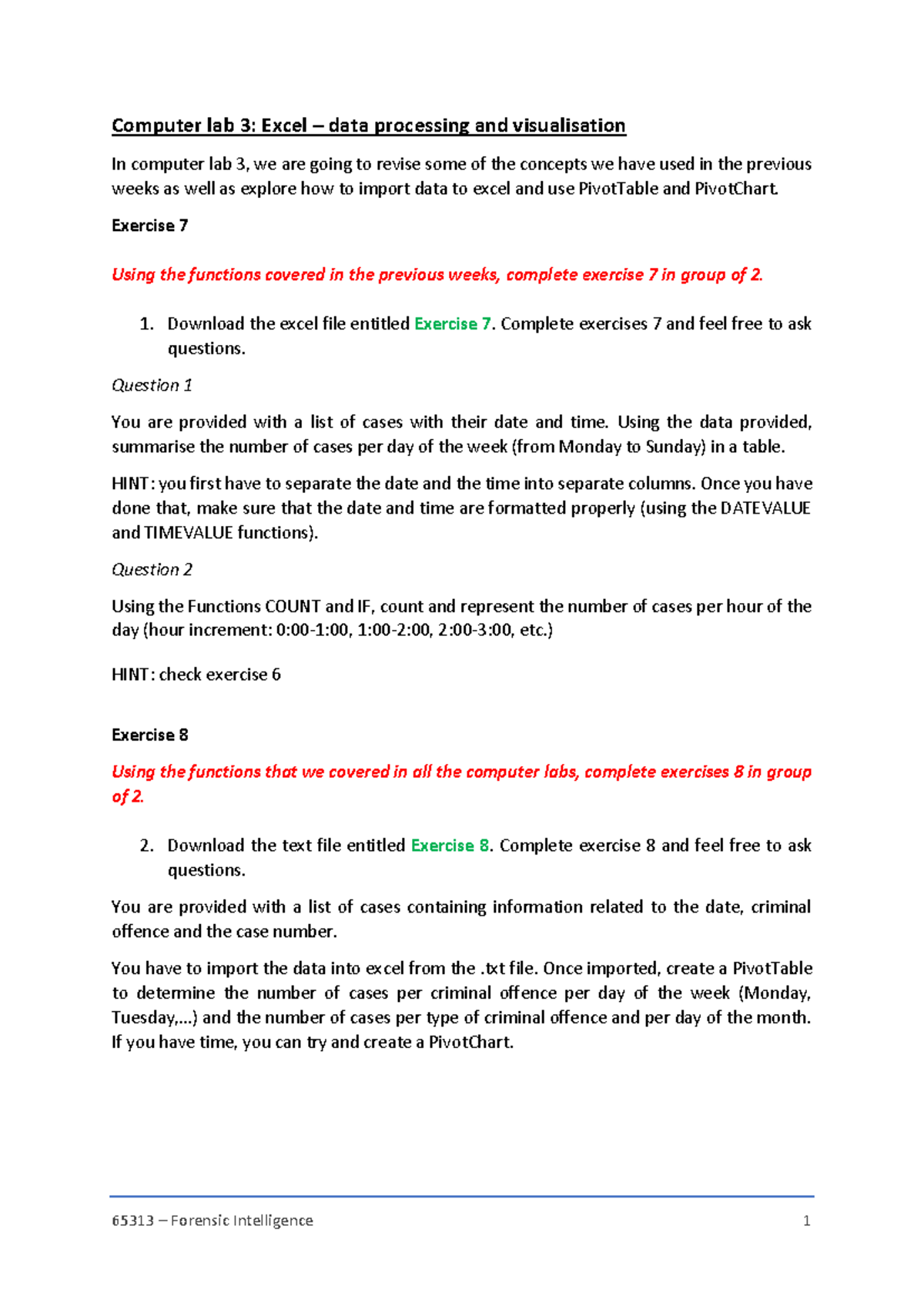 Computer Lab 3: Excel Data Processing & Visualization (65313) - Studocu