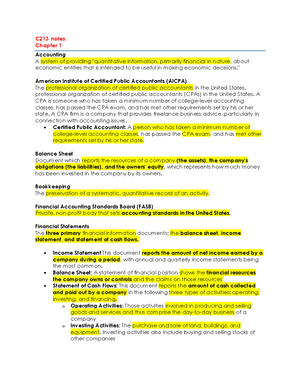 C213 Quick Revision Notes - C213 Quick Revision Notes Chapter 1 ...
