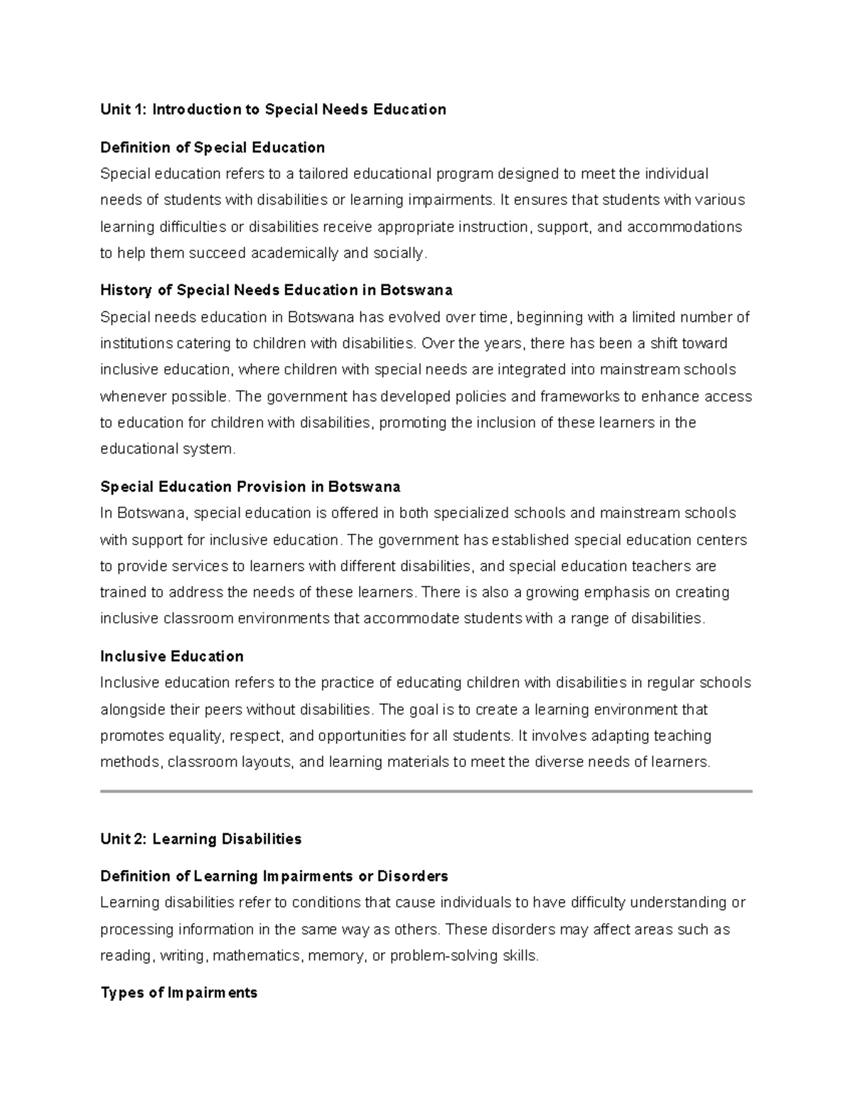 Introduction to special education - Unit 1: Introduction to Special ...