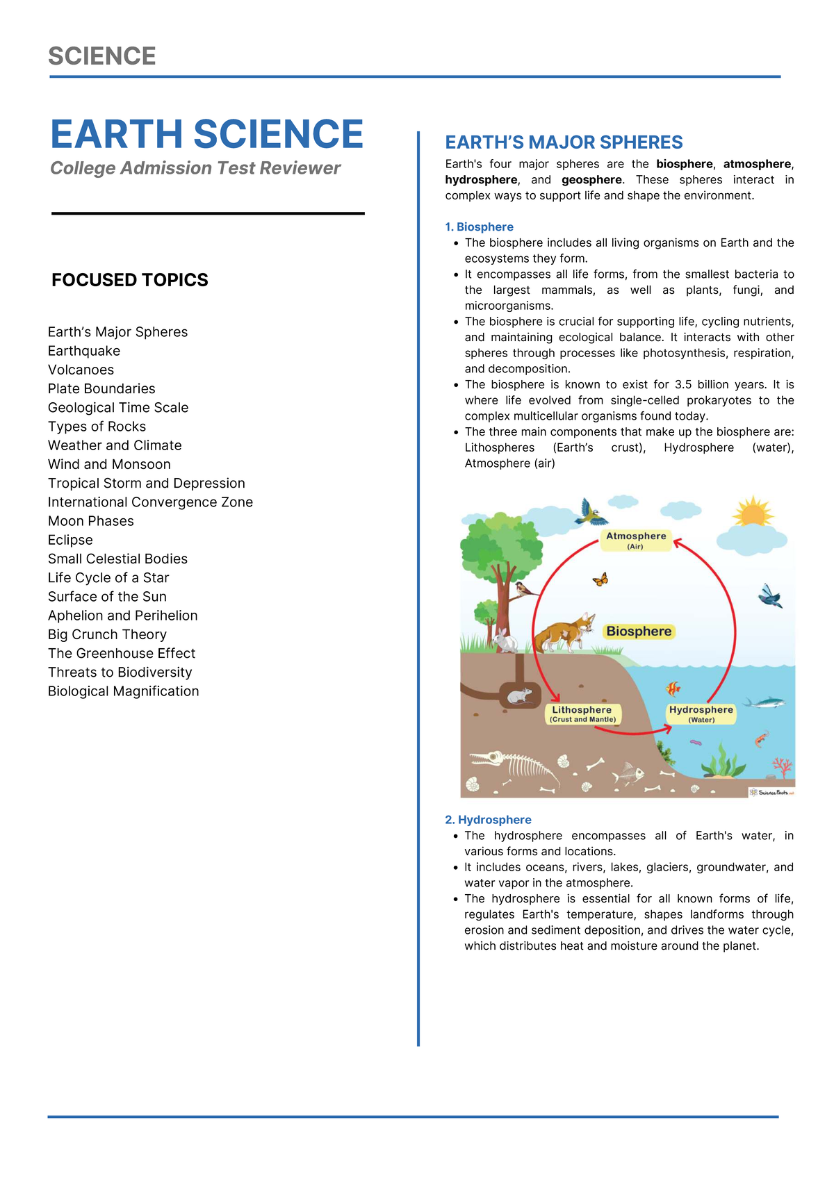Science - Earth Science CETS Reviewer: Key Topics and Concepts - Studocu