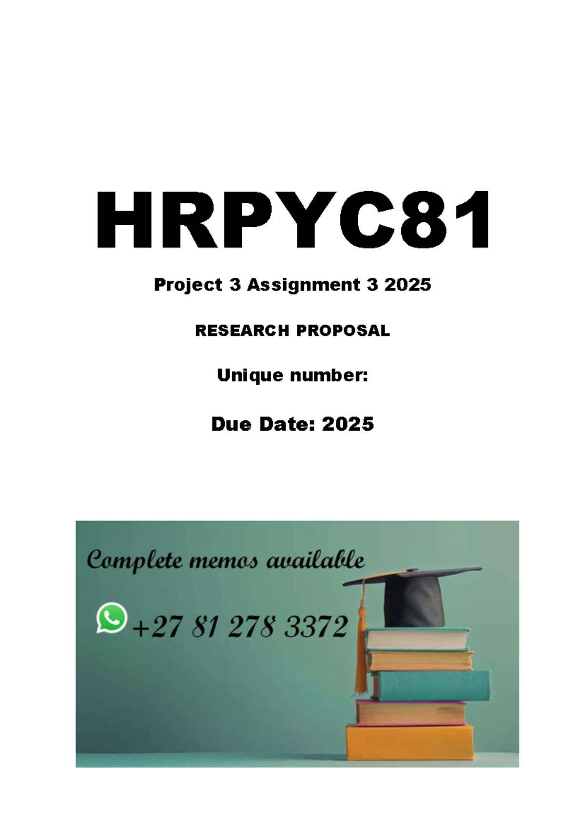 HRPYC81 Project 3 Assignment 3: Research Proposal on Gender Stereotypes - Studocu