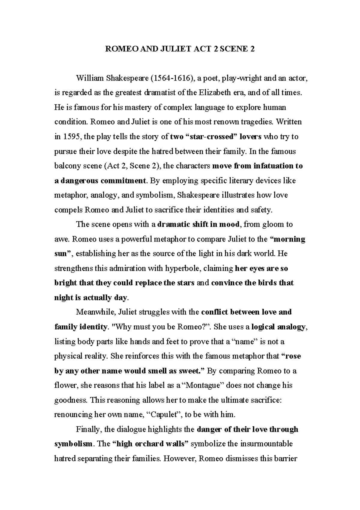 ROMEO AND JULIET ACT 2 SCENE 2: Analyzing Love Through Literary Devices ...