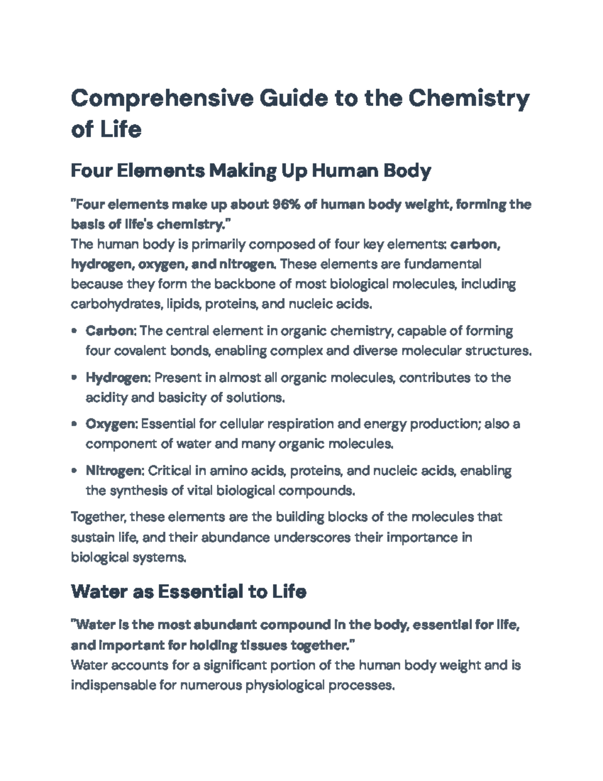 Comprehensive Overview of pH and Organic Compounds in Life - Studocu