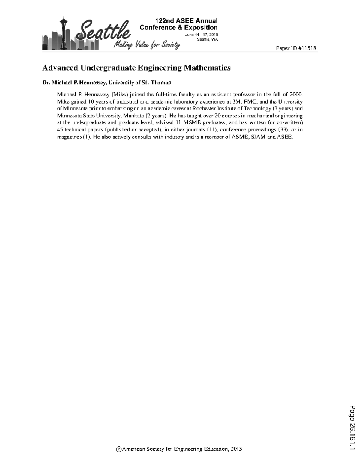 Advanced undergraduate engineering mathematics - Paper ID # Advanced ...
